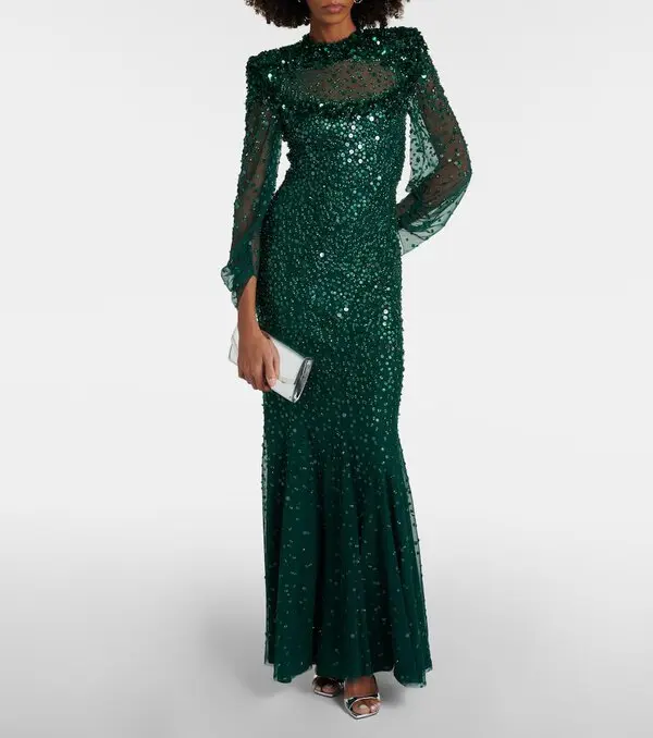 Jenny Packham Embellished Tulle Gown