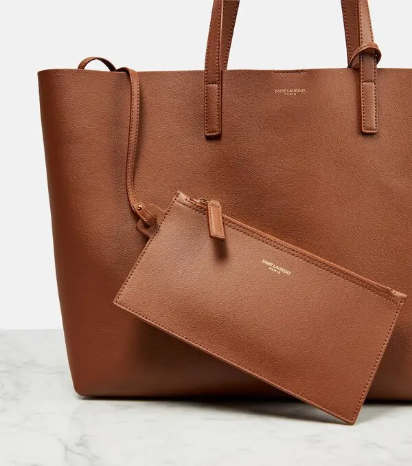 Saint Laurent Shopping E/w Leather Tote Bag - Brown