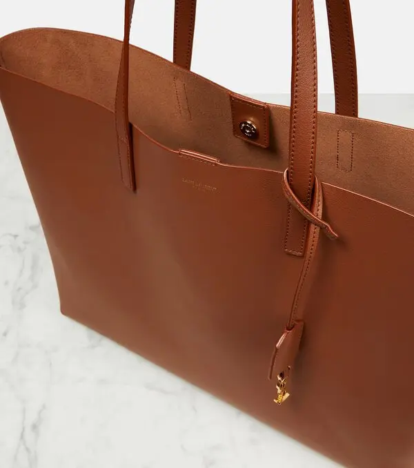 Saint Laurent Shopping E/w Leather Tote Bag - Brown