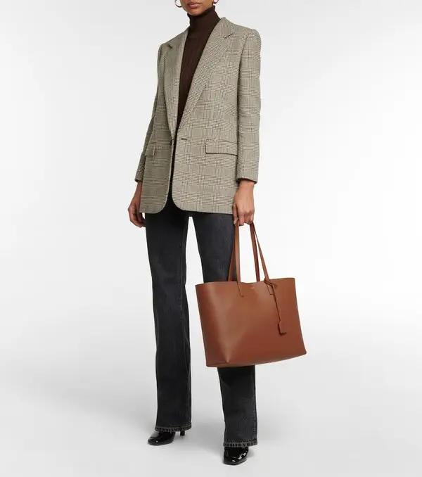 Saint Laurent Shopping E/w Leather Tote Bag - Brown