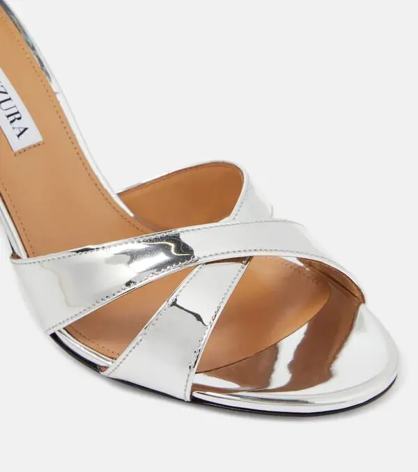 AQUAZZURA Divine 85 Metallic Leather Sandals