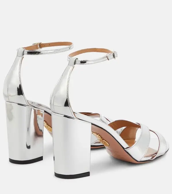 AQUAZZURA Divine 85 Metallic Leather Sandals