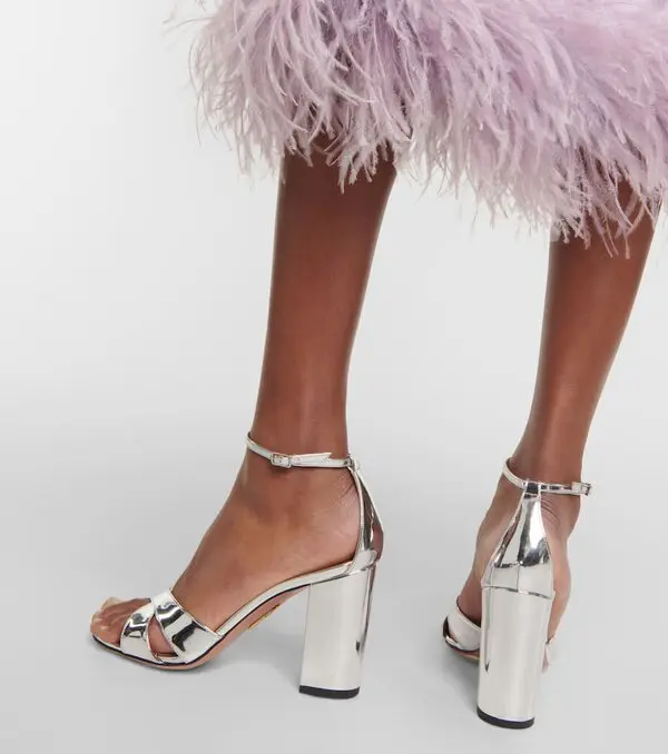 AQUAZZURA Divine 85 Metallic Leather Sandals