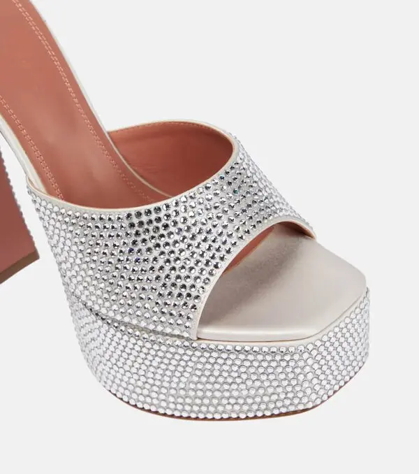 Amina Muaddi Dalida Embellished Platform Mules