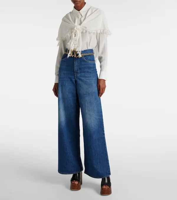 Chloé Knotted Heritage Silk Crepe De Chine Blouse