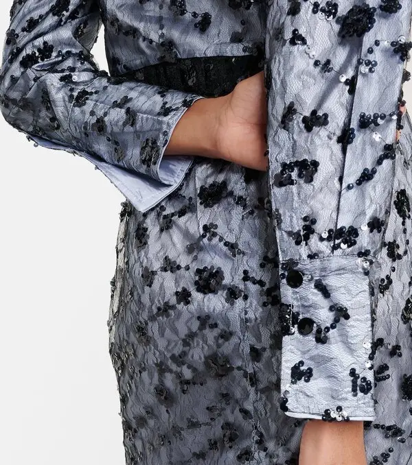 GANNI Sequined Lace Cropped Shirt