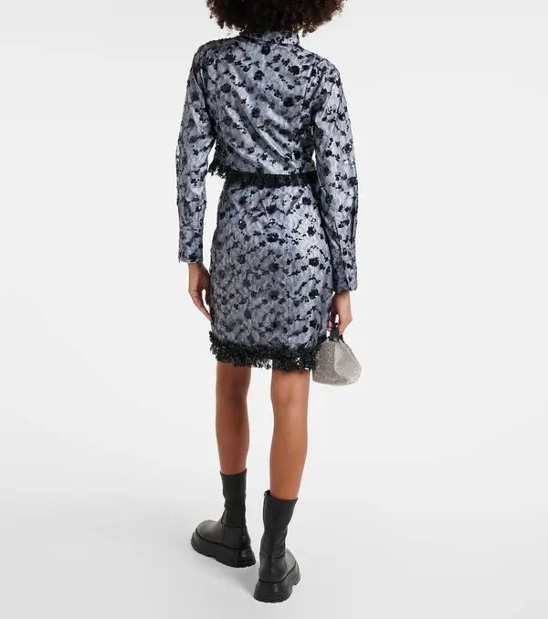 GANNI Sequined Lace Cropped Shirt