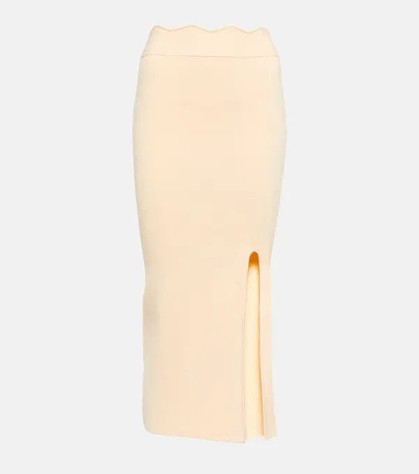 Galvan Delia Scalloped Midi Skirt - Yellow