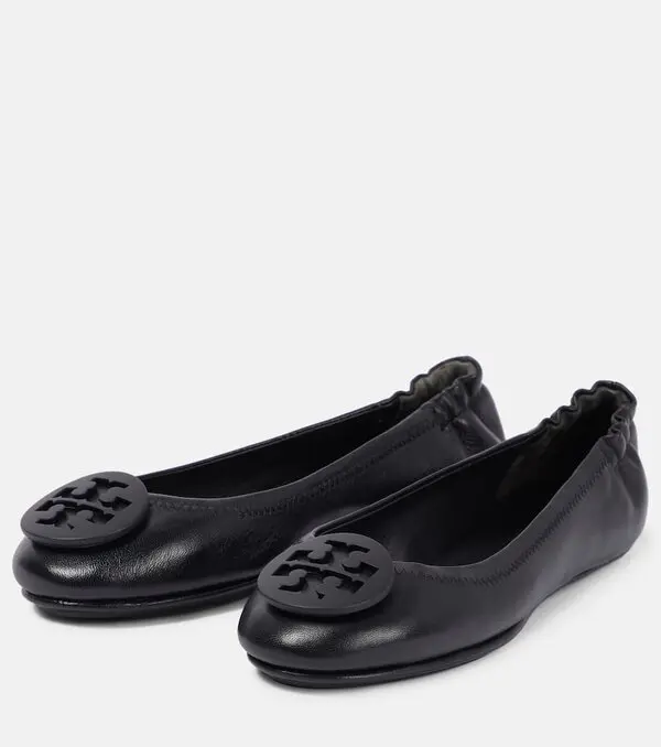 Tory Burch Minnie Leather Ballet Flats - Black