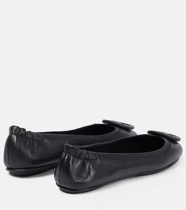 Tory Burch Minnie Leather Ballet Flats - Black