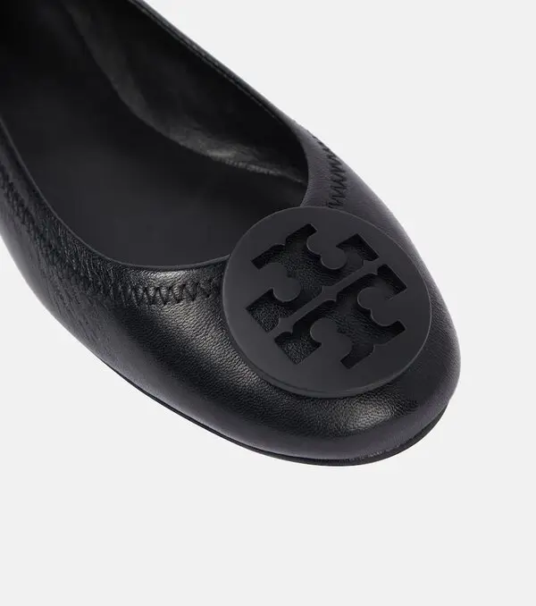 Tory Burch Minnie Leather Ballet Flats - Black