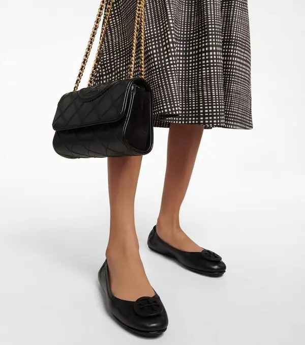 Tory Burch Minnie Leather Ballet Flats - Black
