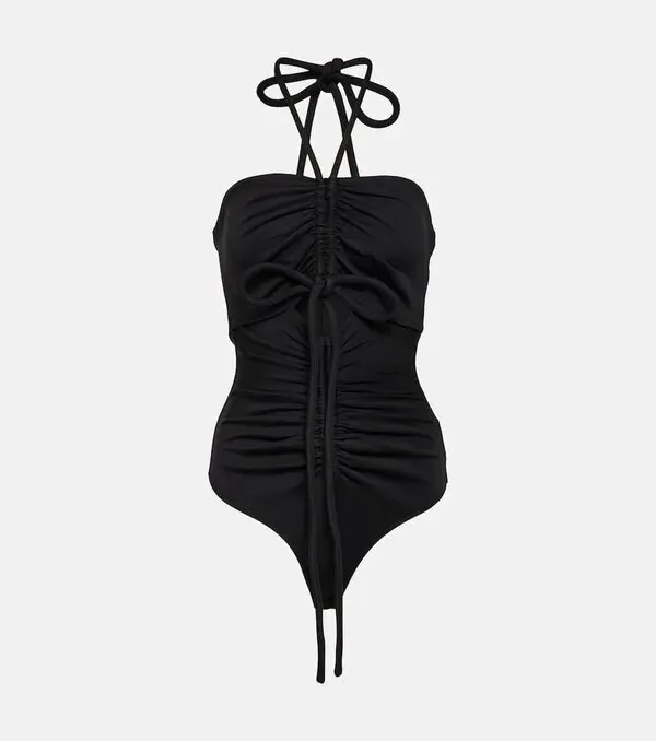 Proenza Schouler Compact Jersey Ruched Bodysuit - Black