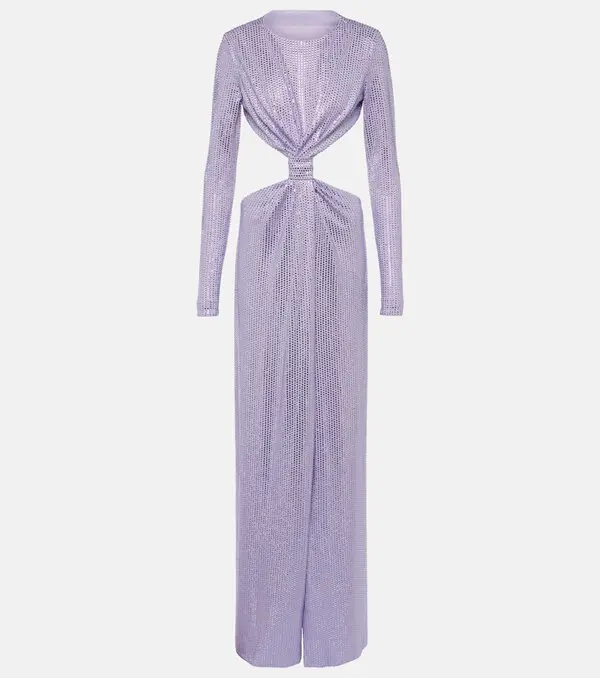 AREA Crystal-embellished Cutout Gown