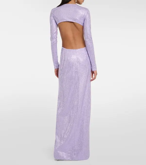 AREA Crystal-embellished Cutout Gown