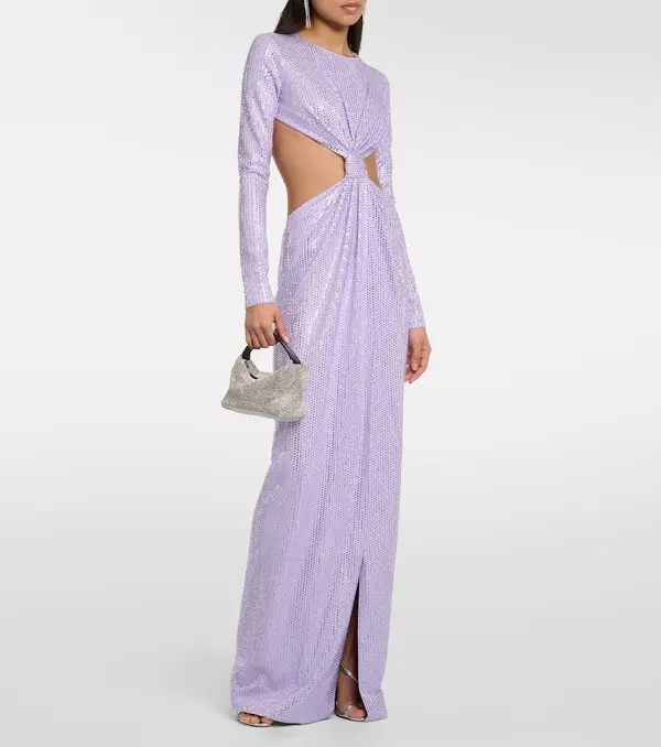 AREA Crystal-embellished Cutout Gown