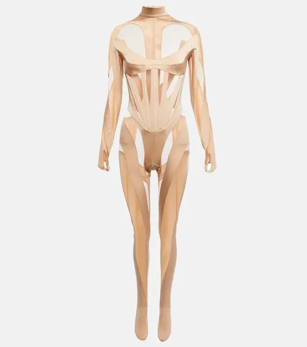 MUGLER Paneled Jumpsuit - Pink