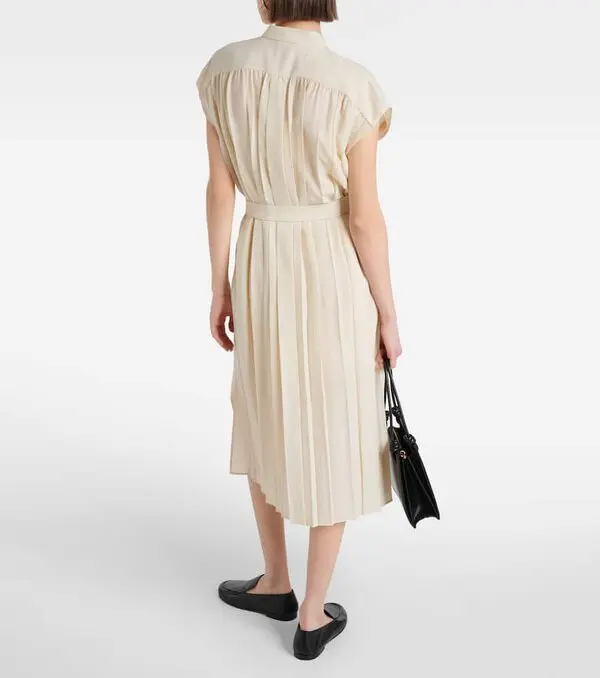 JOSEPH Davidge Plisse Midi Dress - Neutrals