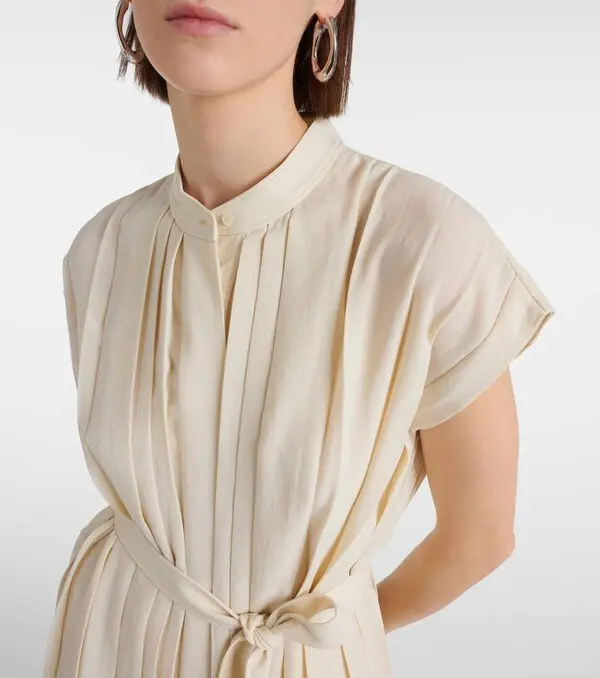 JOSEPH Davidge Plisse Midi Dress - Neutrals