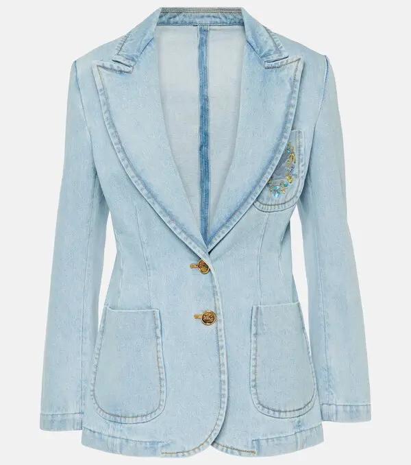 Etro Embroidered Denim Blazer