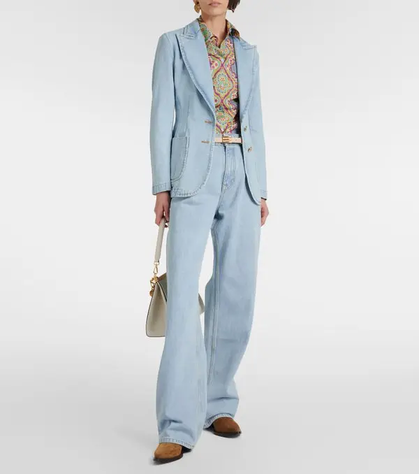 Etro Embroidered Denim Blazer