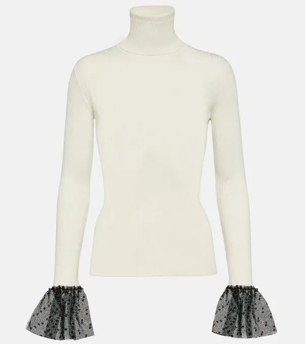 Red Valentino Ribbed-knit Wool-blend Top
