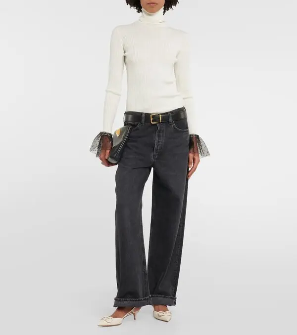 Red Valentino Ribbed-knit Wool-blend Top