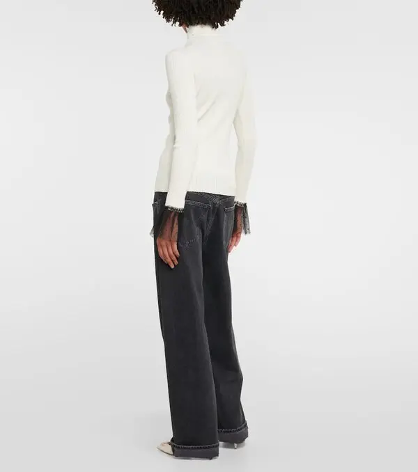 Red Valentino Ribbed-knit Wool-blend Top