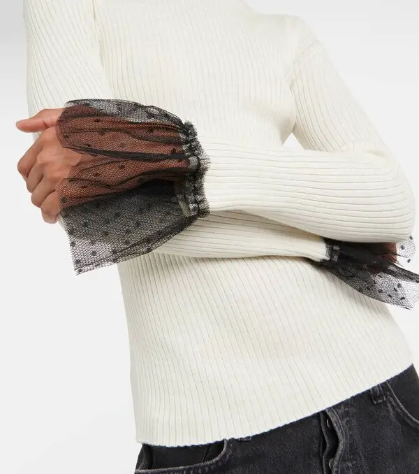 Red Valentino Ribbed-knit Wool-blend Top