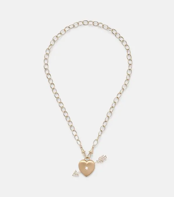MARIE LICHTENBERG 18kt Yellow And Diamond Heart & Arrow Necklace - Gold