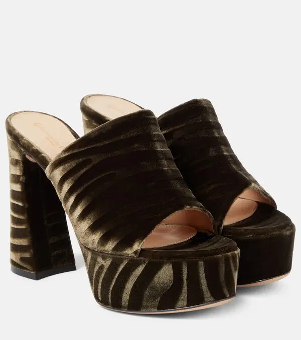 GIANVITO ROSSI Holly Zebra-print Platform Mules - Black