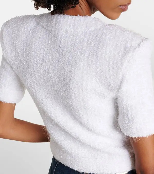 Balmain Cropped Cardigan With Gold-tone Buttons - White