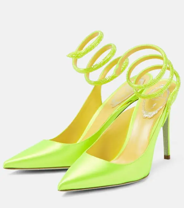 Rene Caovilla Cleo Crystal-embellished Satin Pumps