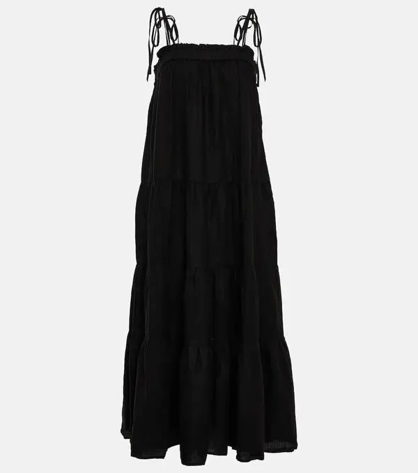 Velvet By Graham & Spencer Charlie Tiered Linen Maxi Dress - Black