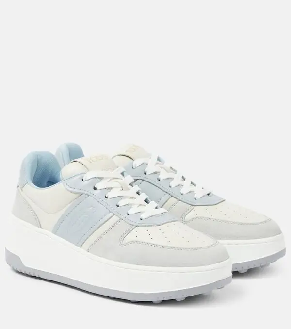 TOD'S Leather-trimmed Sneakers - Grey