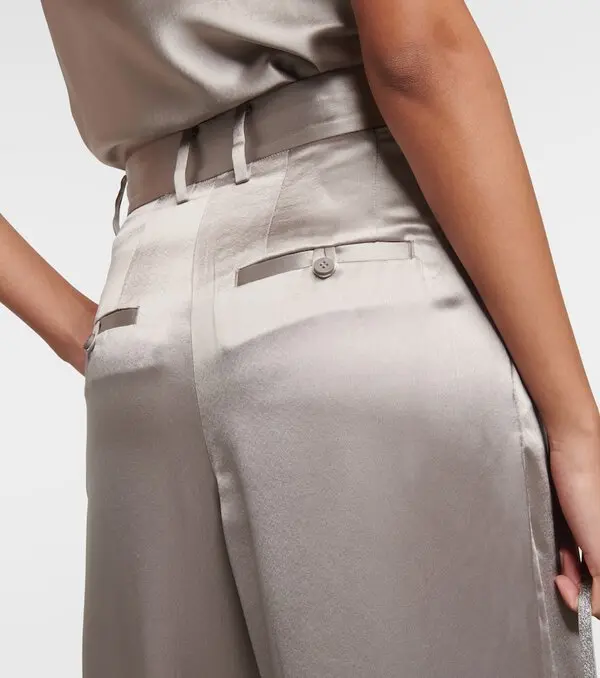 Staud Luisa Pleated High-rise Satin Pants
