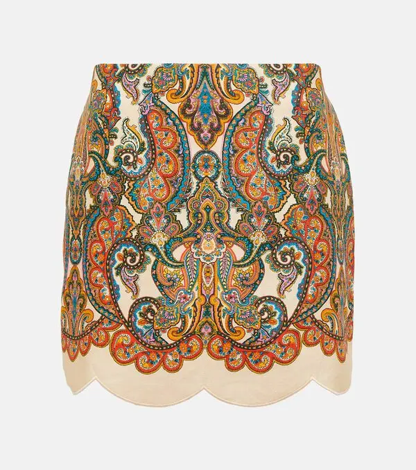 Zimmermann Ottie Paisley Linen Miniskirt