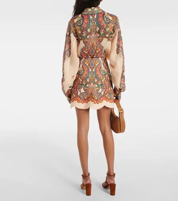 Zimmermann Ottie Paisley Linen Miniskirt