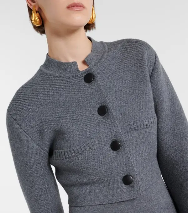 Khaite Ello Cropped Wool-blend Jacket - Grey