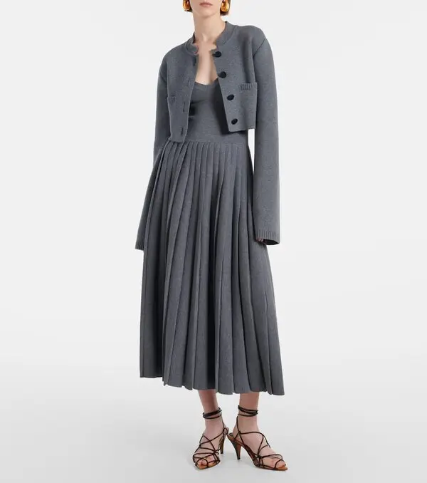 Khaite Ello Cropped Wool-blend Jacket - Grey