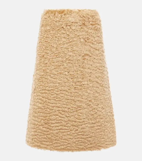 JIL SANDER Mohair And Cotton Skirt - Brown