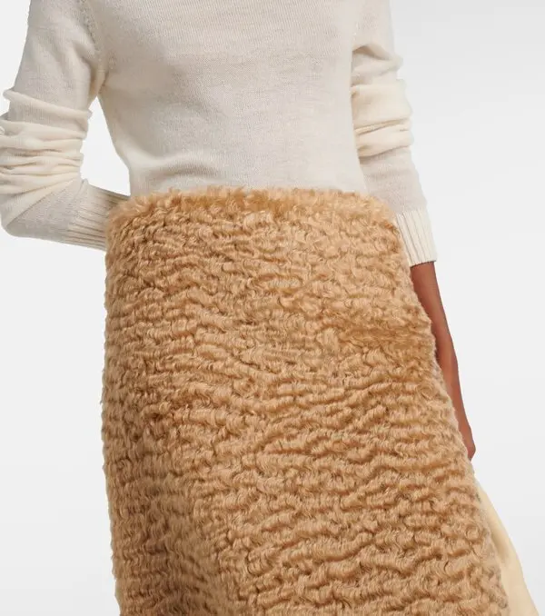JIL SANDER Mohair And Cotton Skirt - Brown