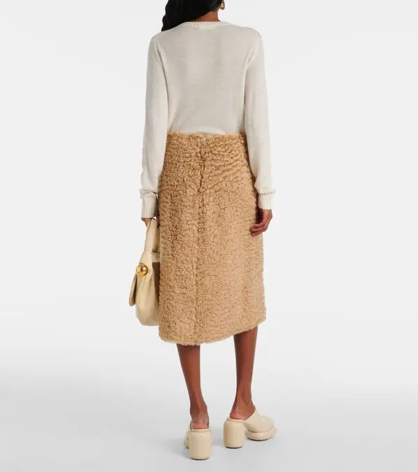 JIL SANDER Mohair And Cotton Skirt - Brown