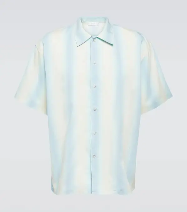 Commas Oversized Striped Bowling Shirt - Blue