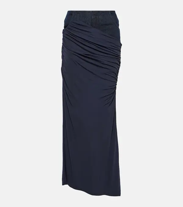 Christopher Esber Ruched Denim Maxi Skirt