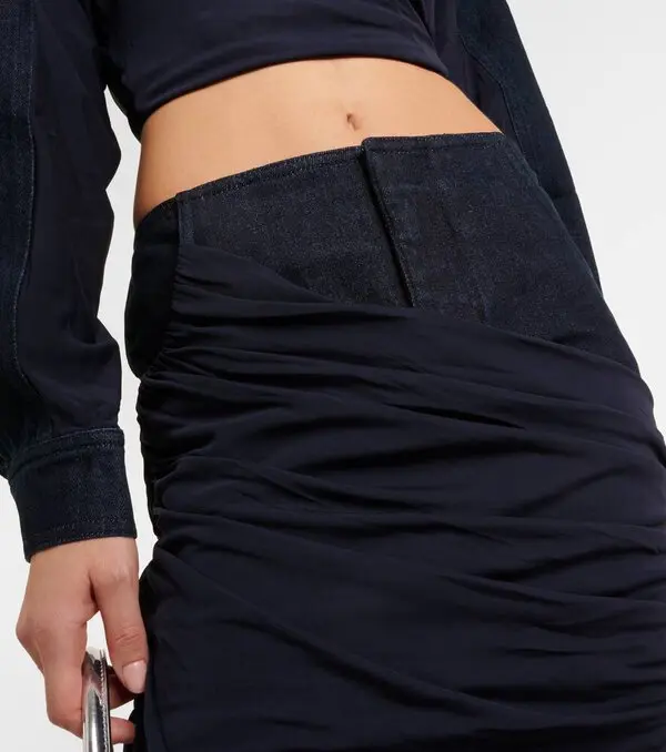 Christopher Esber Ruched Denim Maxi Skirt