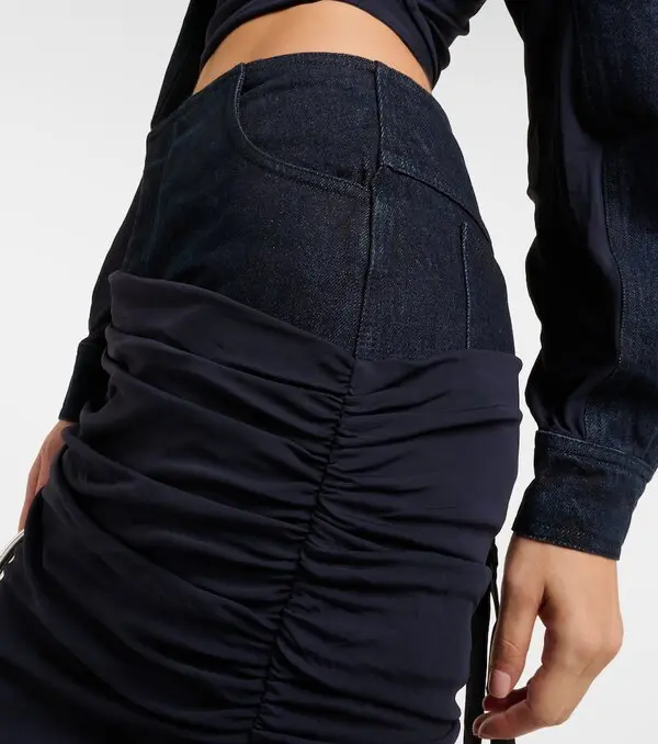 Christopher Esber Ruched Denim Maxi Skirt
