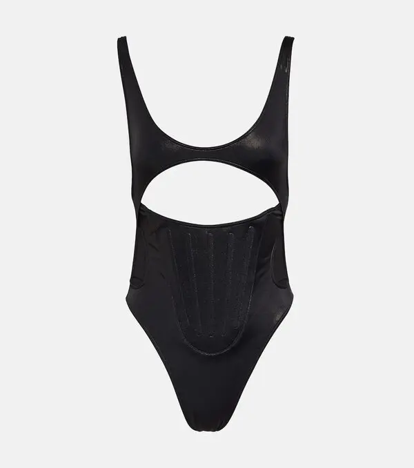 MUGLER Cutout Swimsuit - Black
