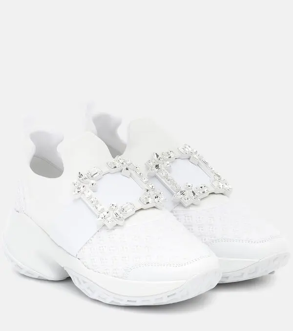 ROGER VIVIER Viv' Run Embellished Sneakers - White