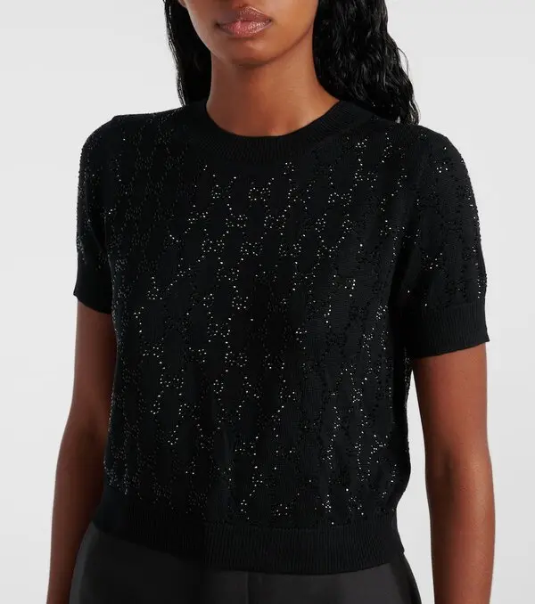 Gucci Gg Crystal Wool Top